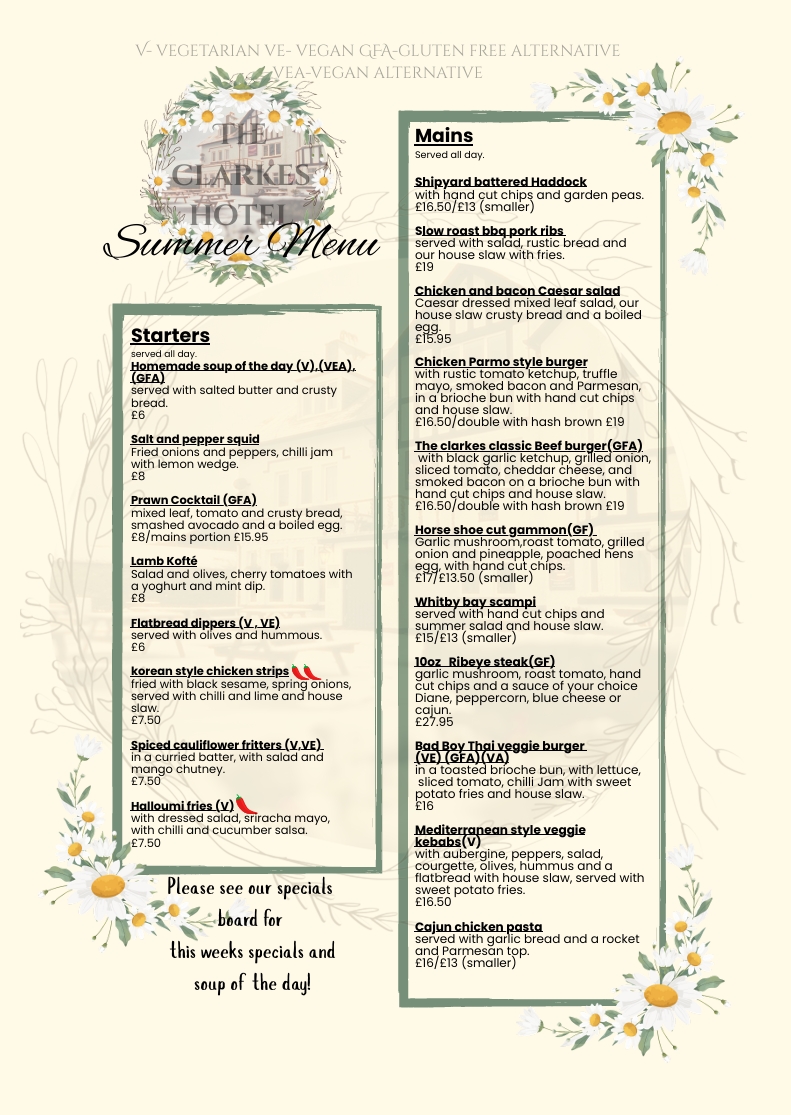 Food & Drink – The Clarkes Hotel